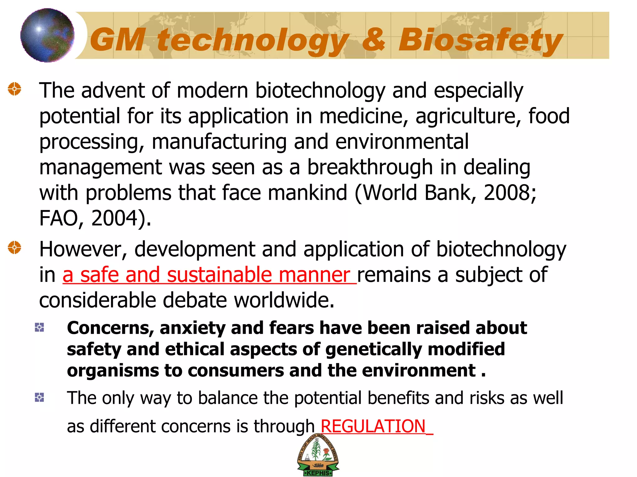 Implementing biosafety regulation: the role of KEPHIS | PPT