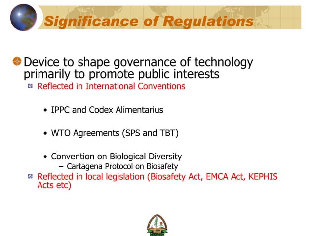 Implementing biosafety regulation: the role of KEPHIS | PPT