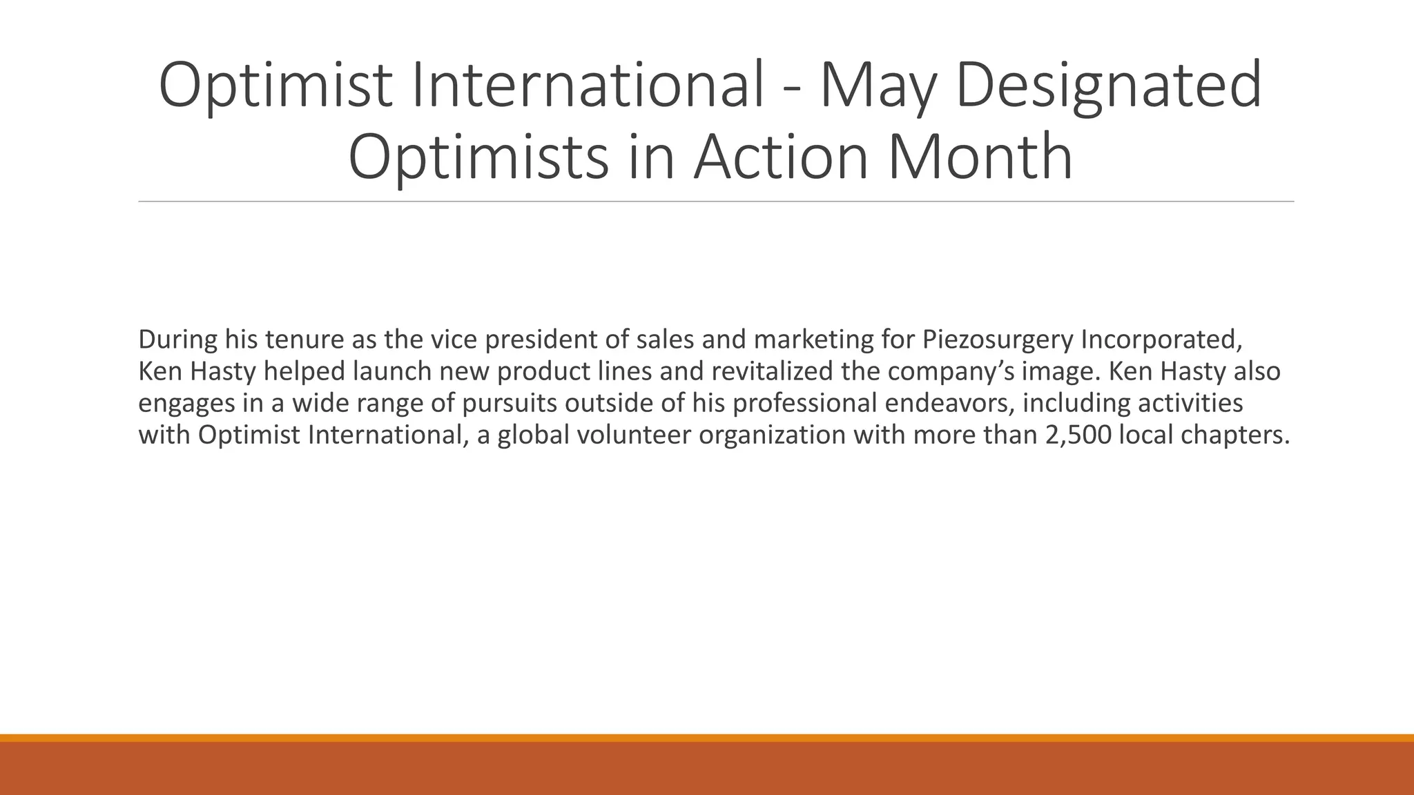 Optimist International - May Designated Optimists in Action Month | PPTX