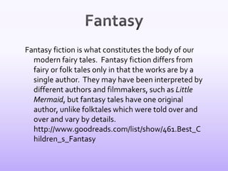 Fantasy Fiction | PPTX | Fantasy | Genres