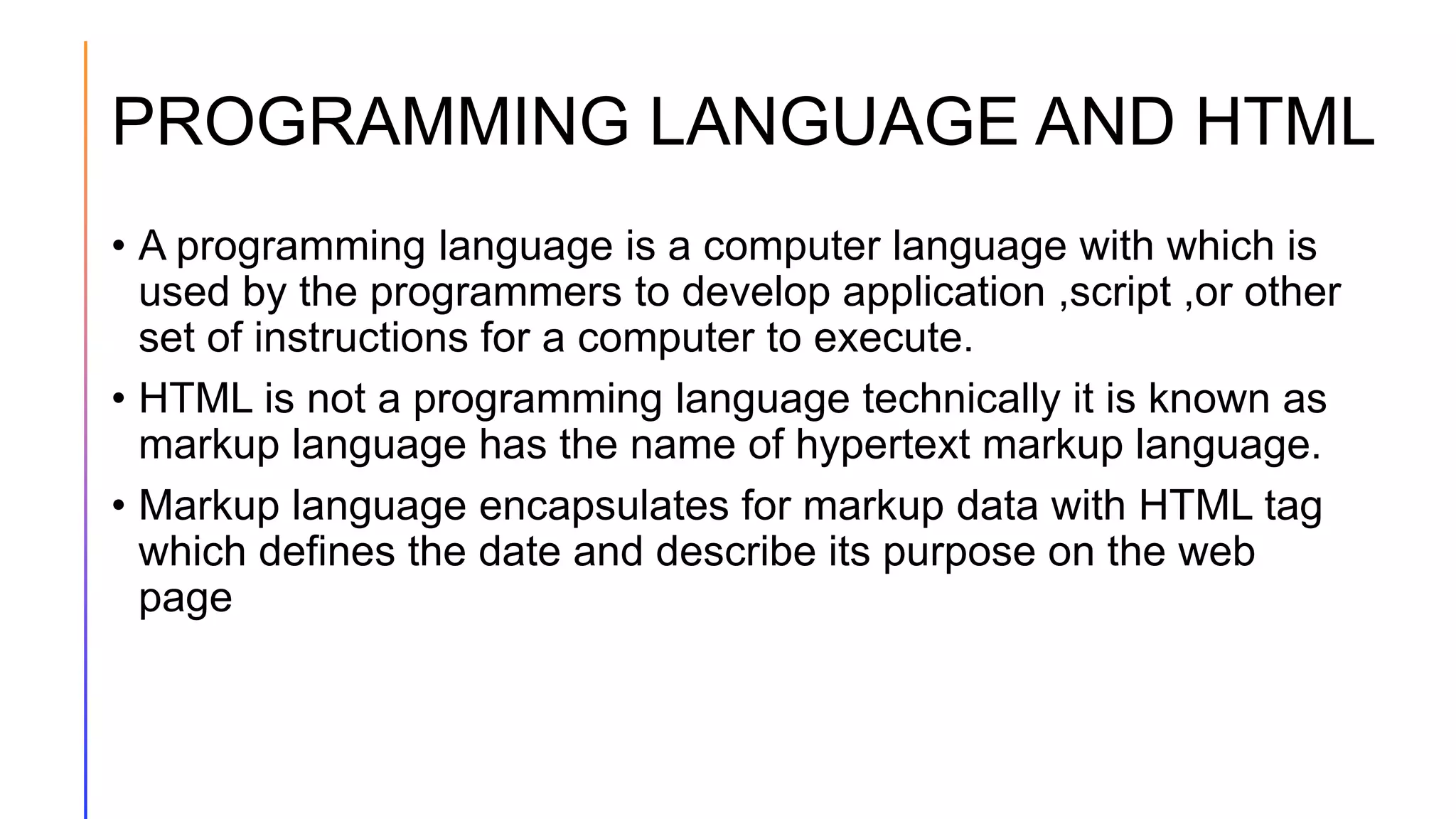 INTRODUCTION TO HTML | PPTX