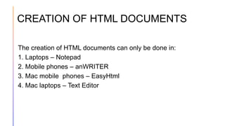INTRODUCTION TO HTML | PPTX