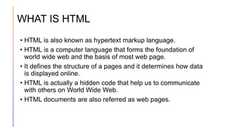 INTRODUCTION TO HTML | PPTX