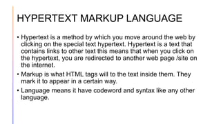 INTRODUCTION TO HTML | PPTX