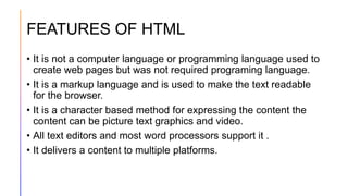 INTRODUCTION TO HTML | PPTX