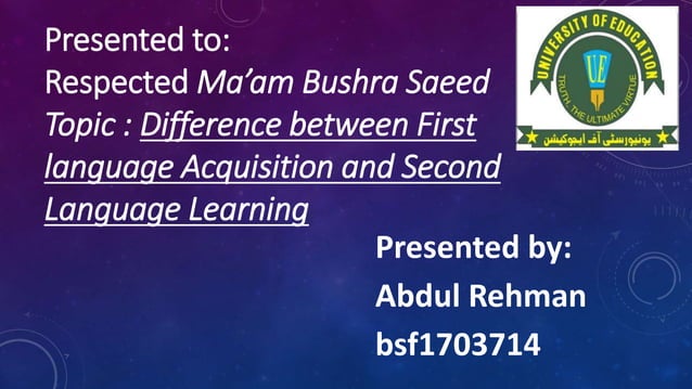 first language vs second language | PPTX