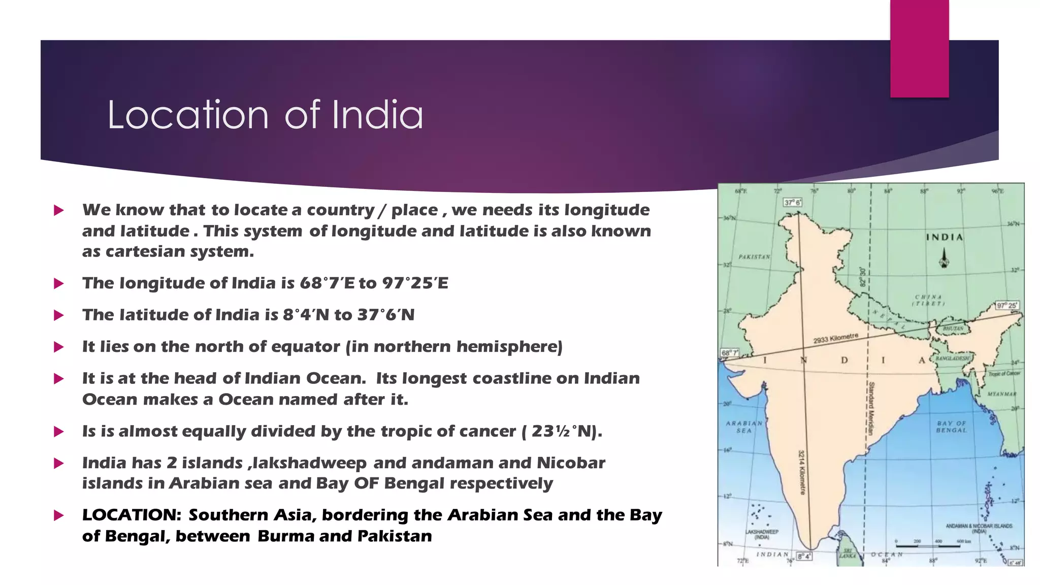 PPT of geography chapter1 NCERT-- India-Size and Location | PDF