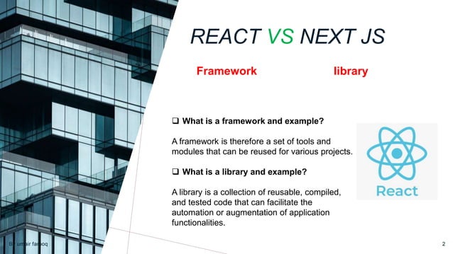 difference between React and Next js | PPTX