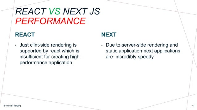 difference between React and Next js | PPTX