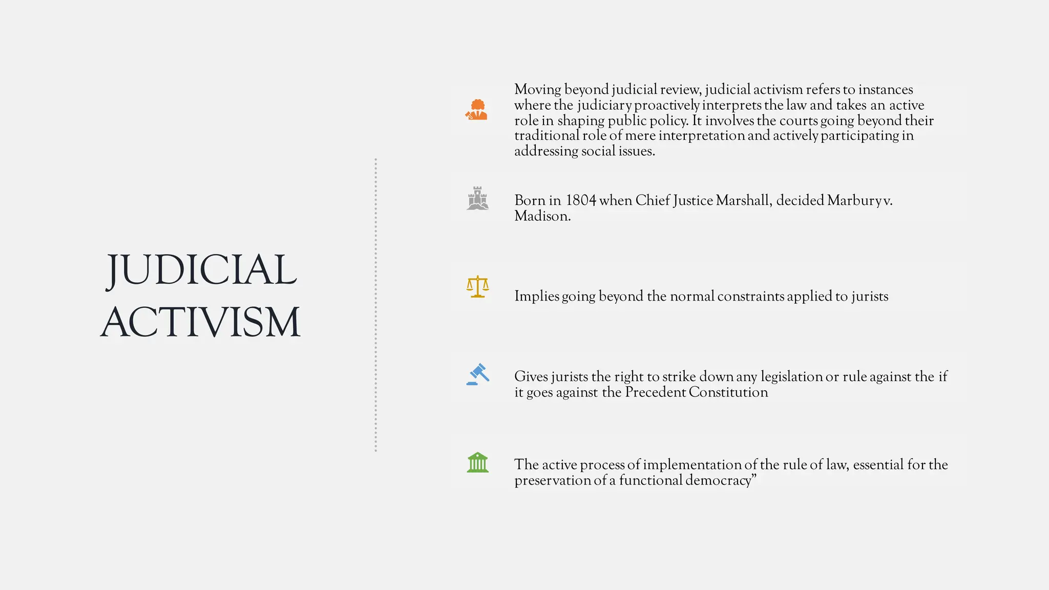 Presentation of judicial review and judicial activism | PDF