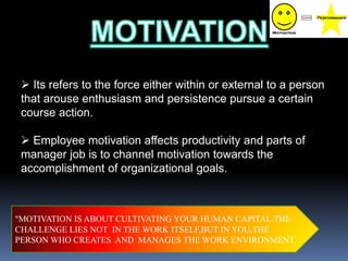 Principle of Management - Motivating Employees | PPTX