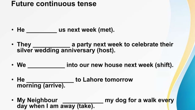 presentation on the topic of future continuous tense | PPTX