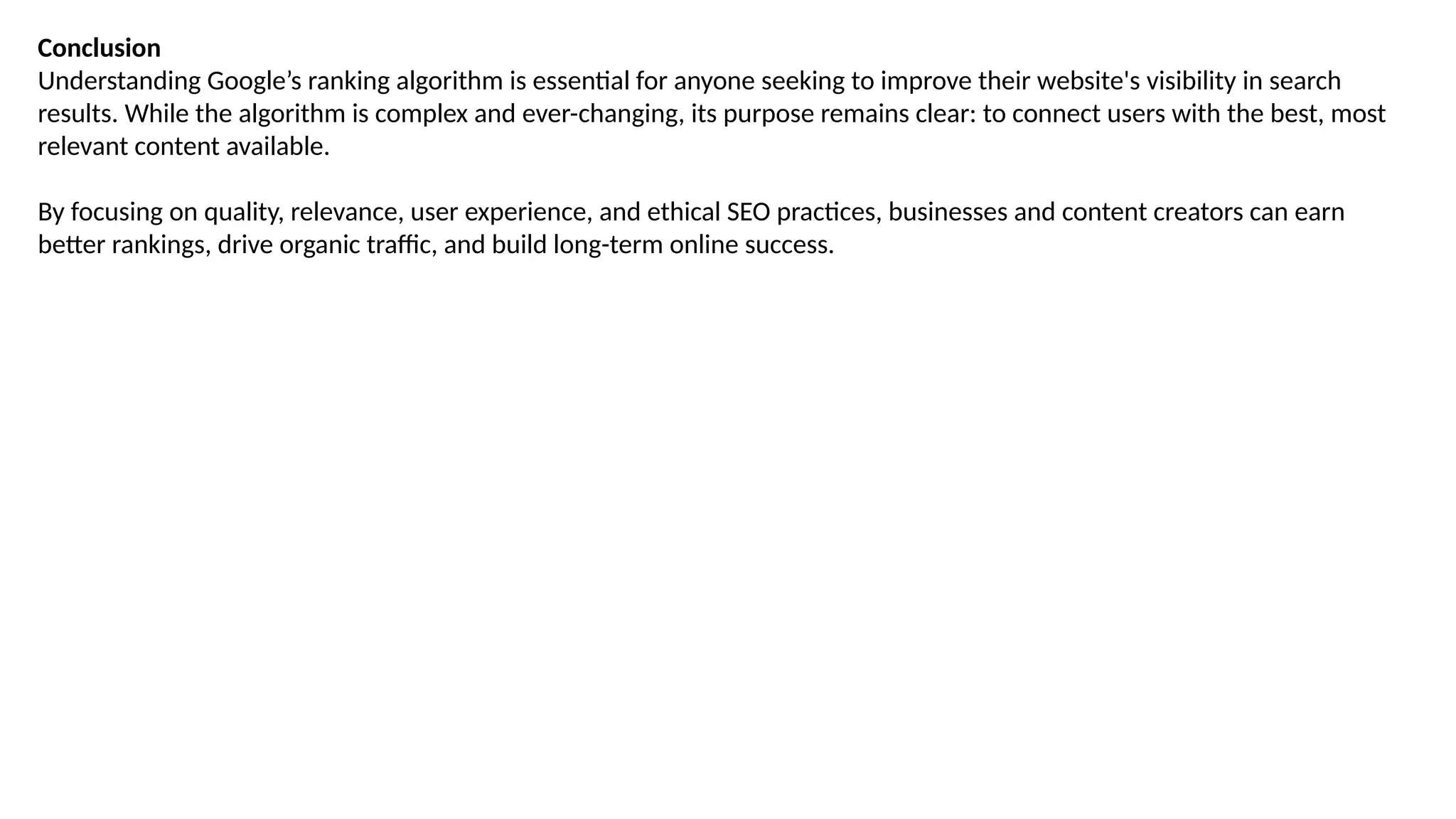 Understanding Google’s Ranking Algorithm | PPTX