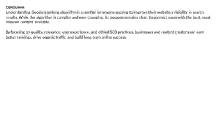Understanding Google’s Ranking Algorithm | PPT