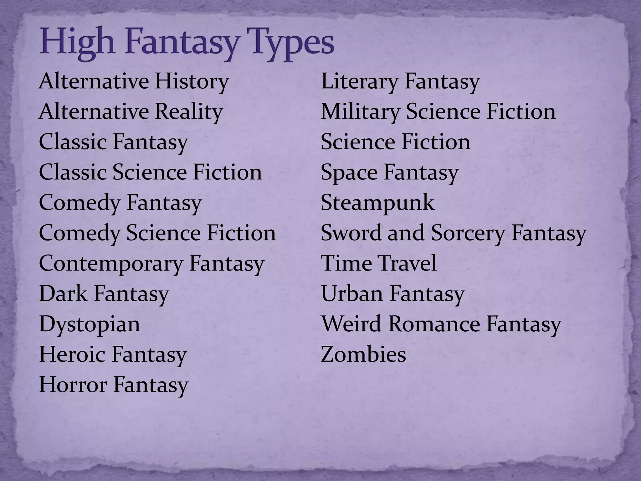 High Fantasy | PPTX