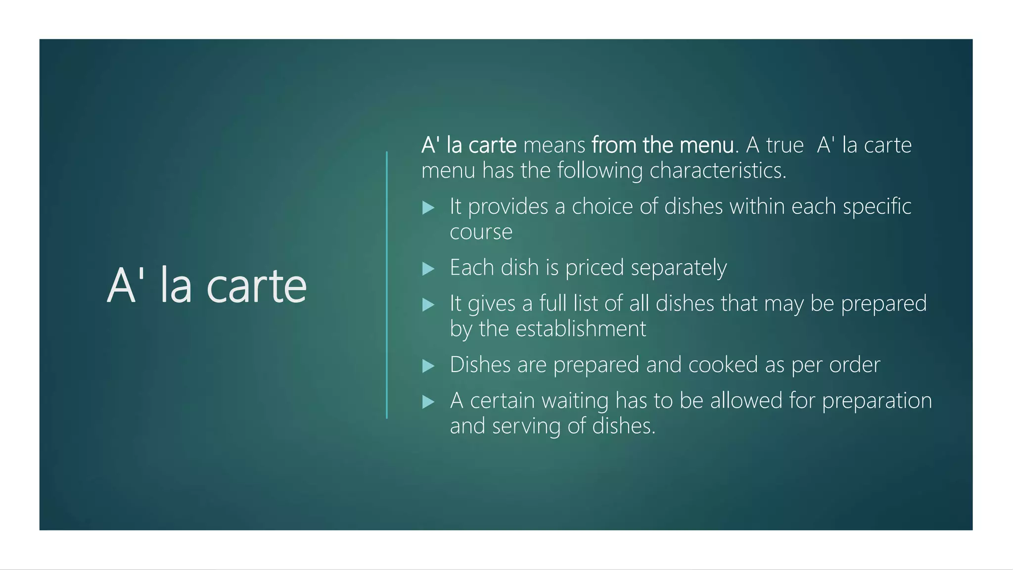Difference Between Ala carte menu & Table d'hote menu | PPTX