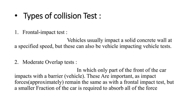 Types of crash test of vehicle | PPTX