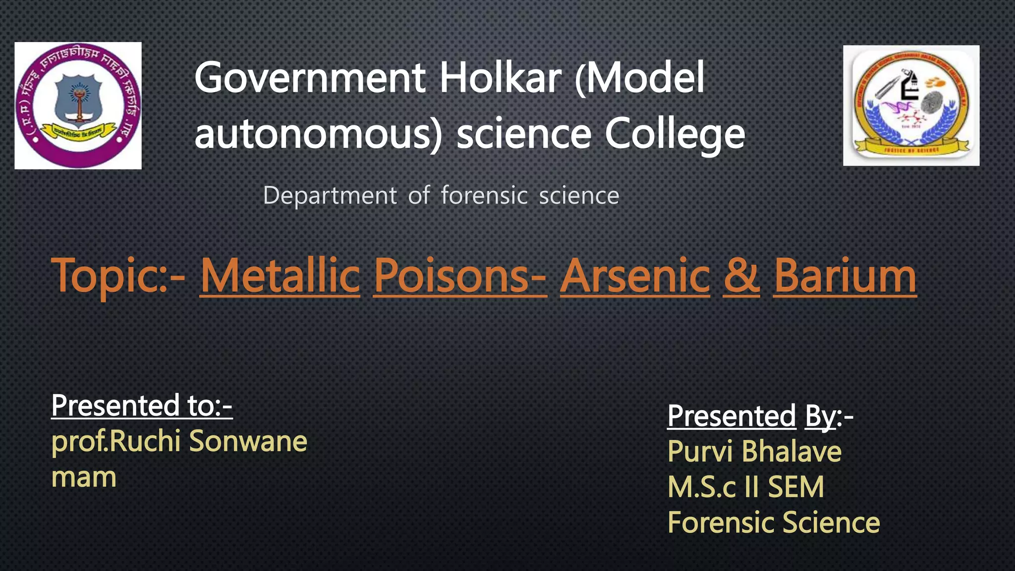 Metallic poison - As & Ba | PPTX