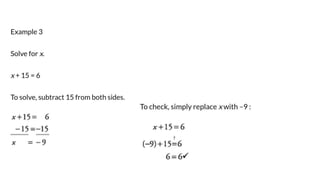 Problems about finding the value of an unknown. pptx | PPTX