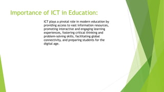 ICT role in 21th century in education and it's challenges | PPTX ...