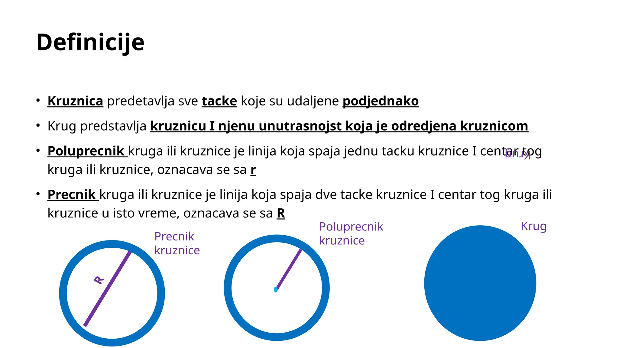 Krug (definicije formule / matematika za 7 razred | PPTX