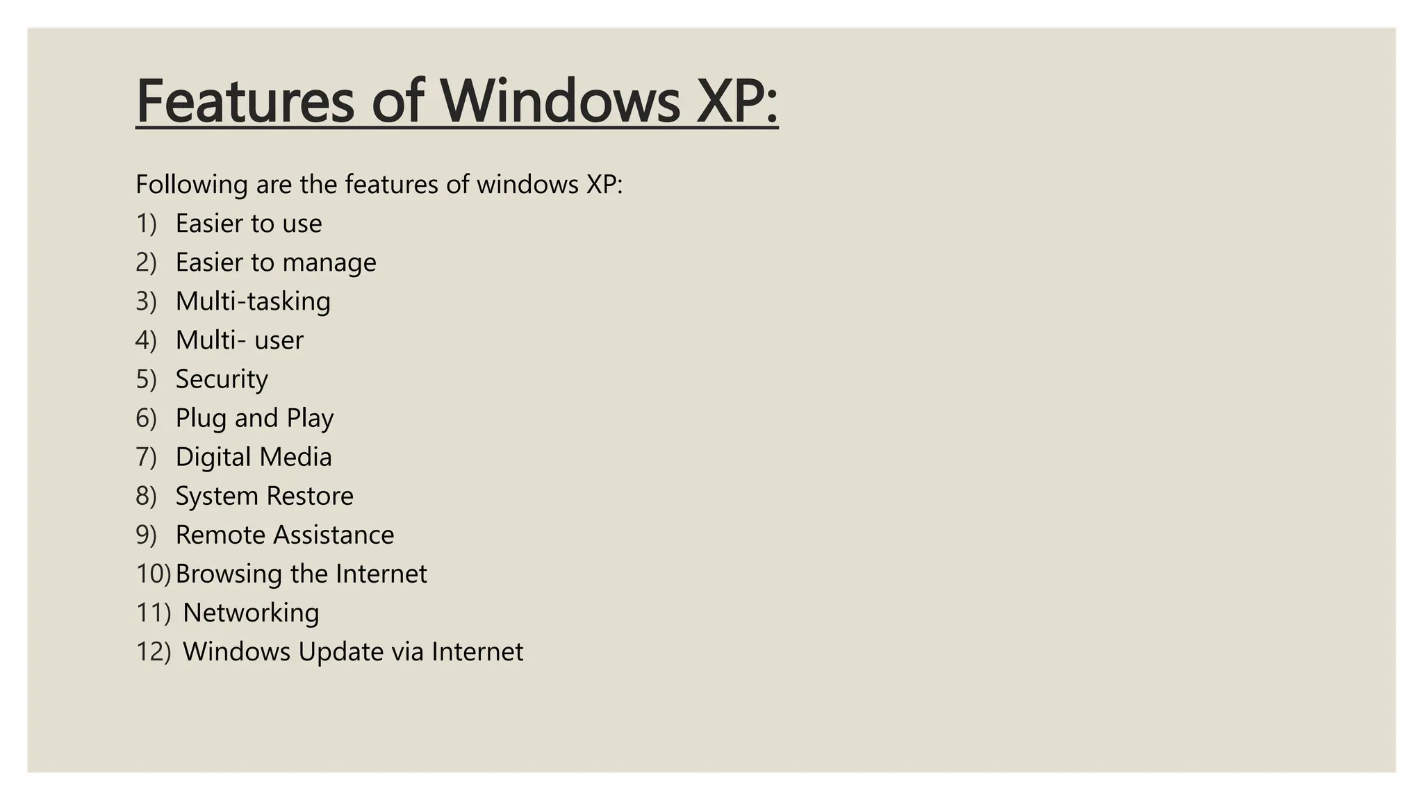 Presentation 7 (1).pptx windows Xp explanation | PPTX | Operating ...
