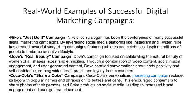Real-world examples of successful digital marketing campaigns | PPT