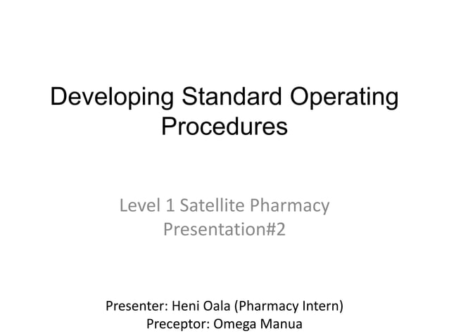Developing Standard Operating Procedures | PPT