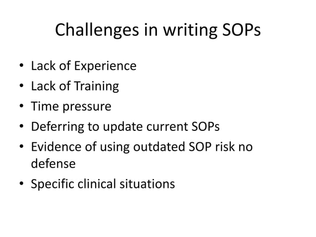 Developing Standard Operating Procedures | PPT