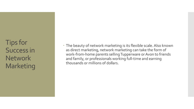 Tips for Success in Network Marketing | PPT