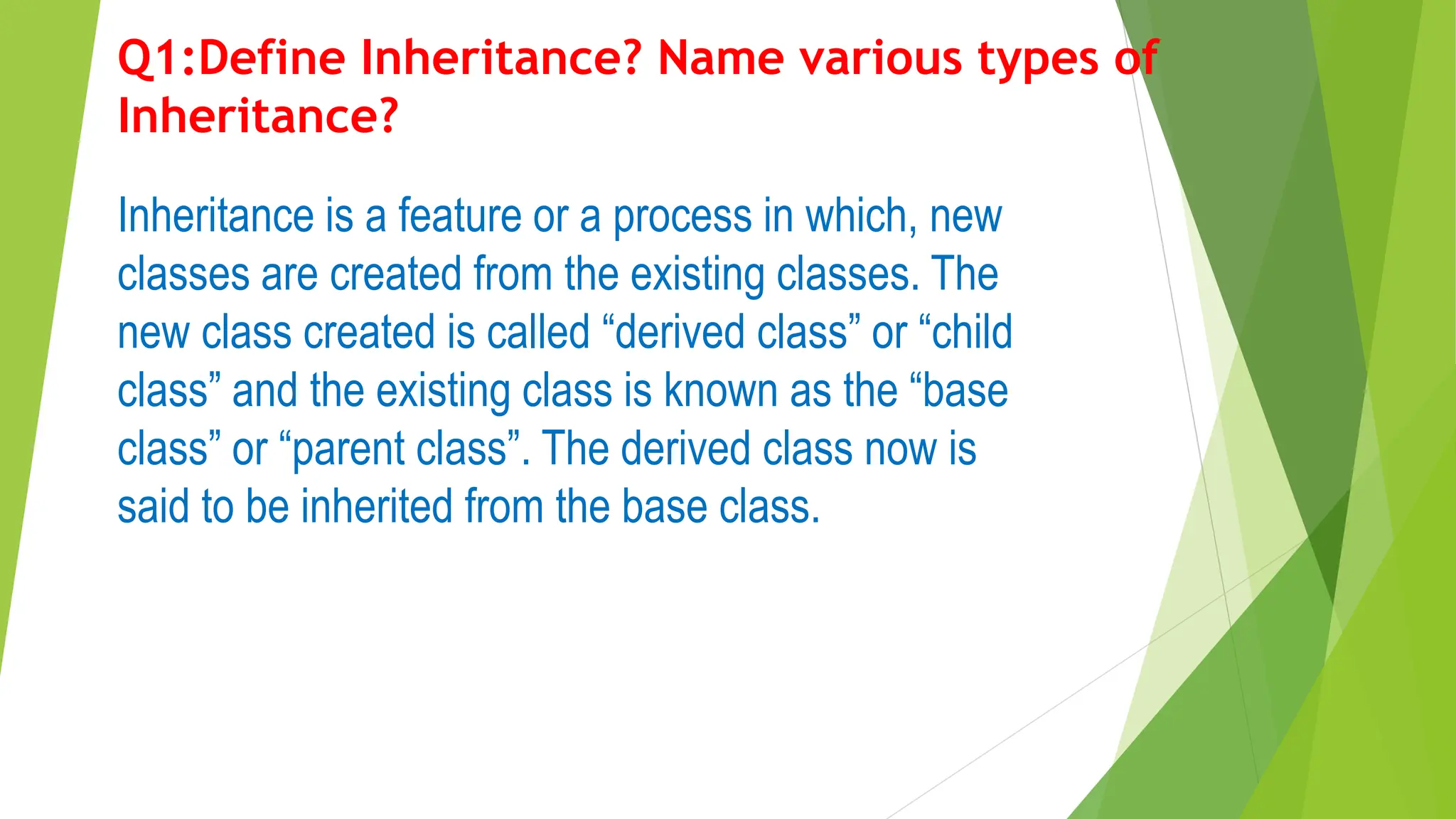 Inheritance concepts Presentation (8).pptx | Programming Languages | Computing
