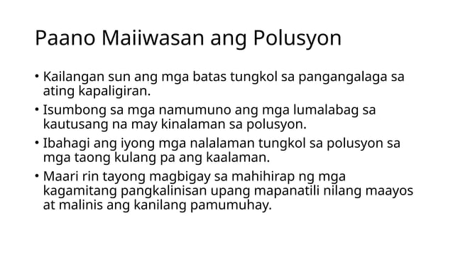 Presentation8.pptx paano maiiwasan ang Polusyon | PPTX
