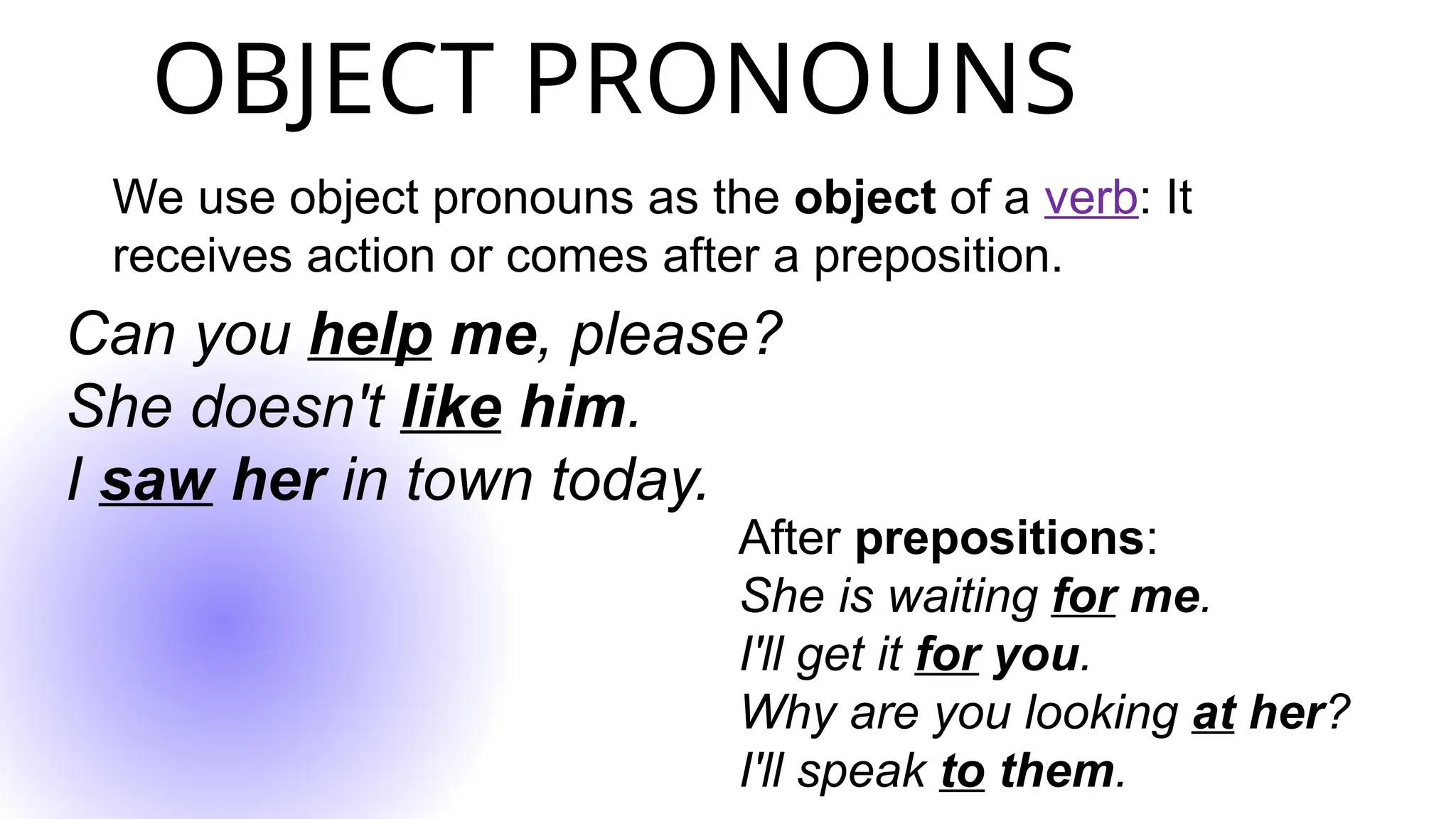 Subject and Object Pronouns ESL english powerpoint | PPTX