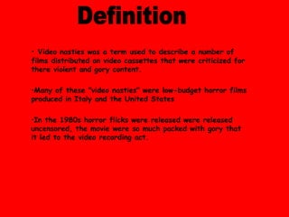 Presentation 80's video nasties | PPT
