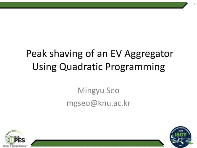Peak shaving of an EV Aggregator Using Quadratic Programming | PPT