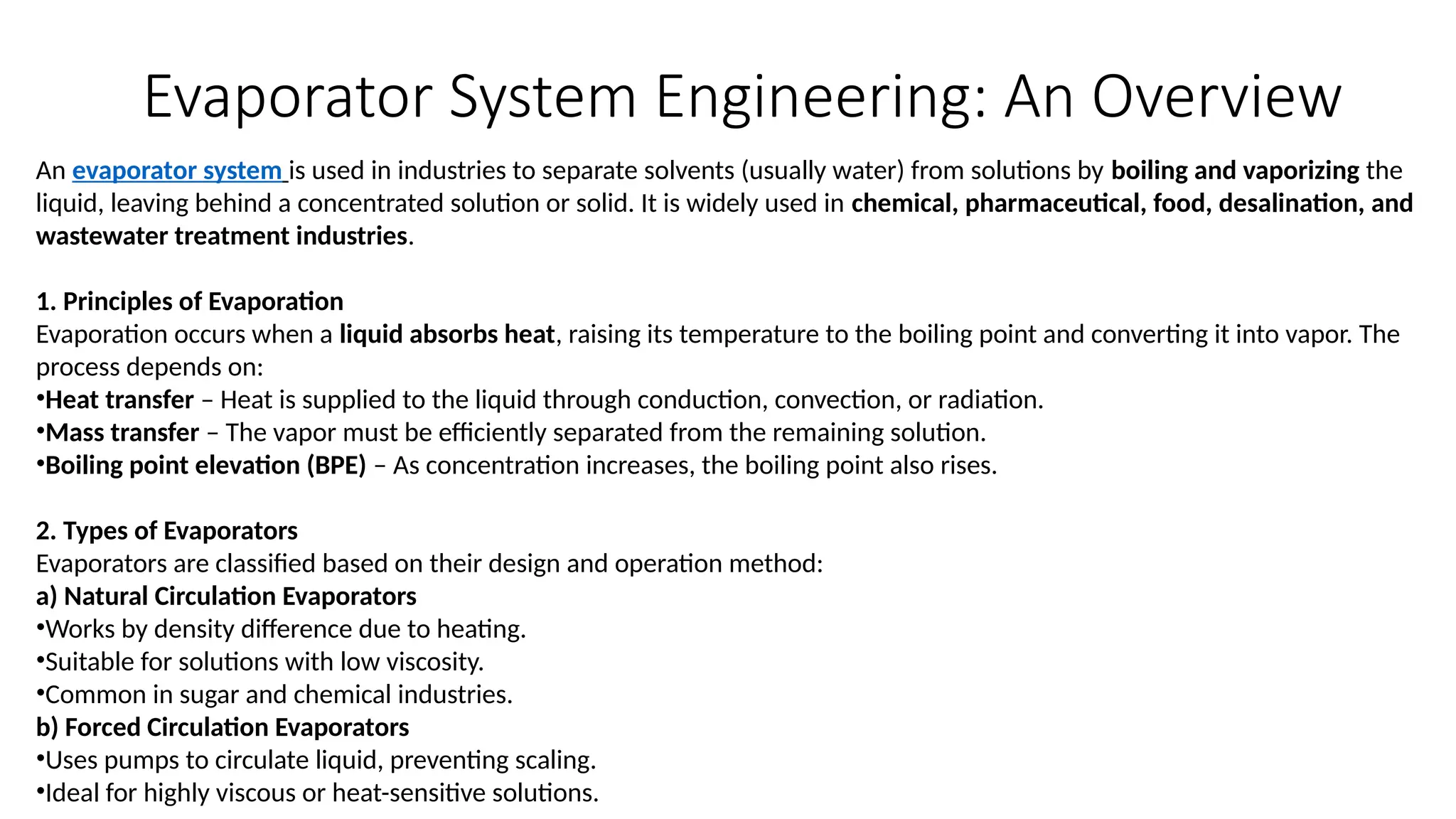 Evaporator System Engineering: An Overview | PPTX
