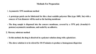 Presentation project of transdermal drug | PDF