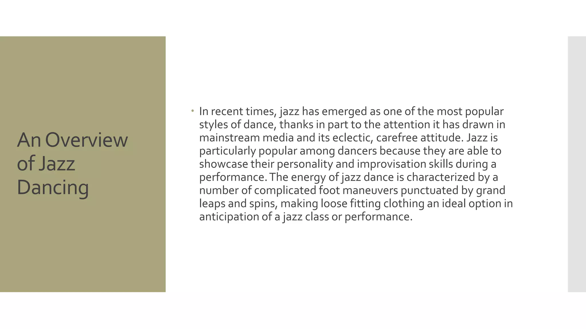An Overview of Jazz Dancing | PPT