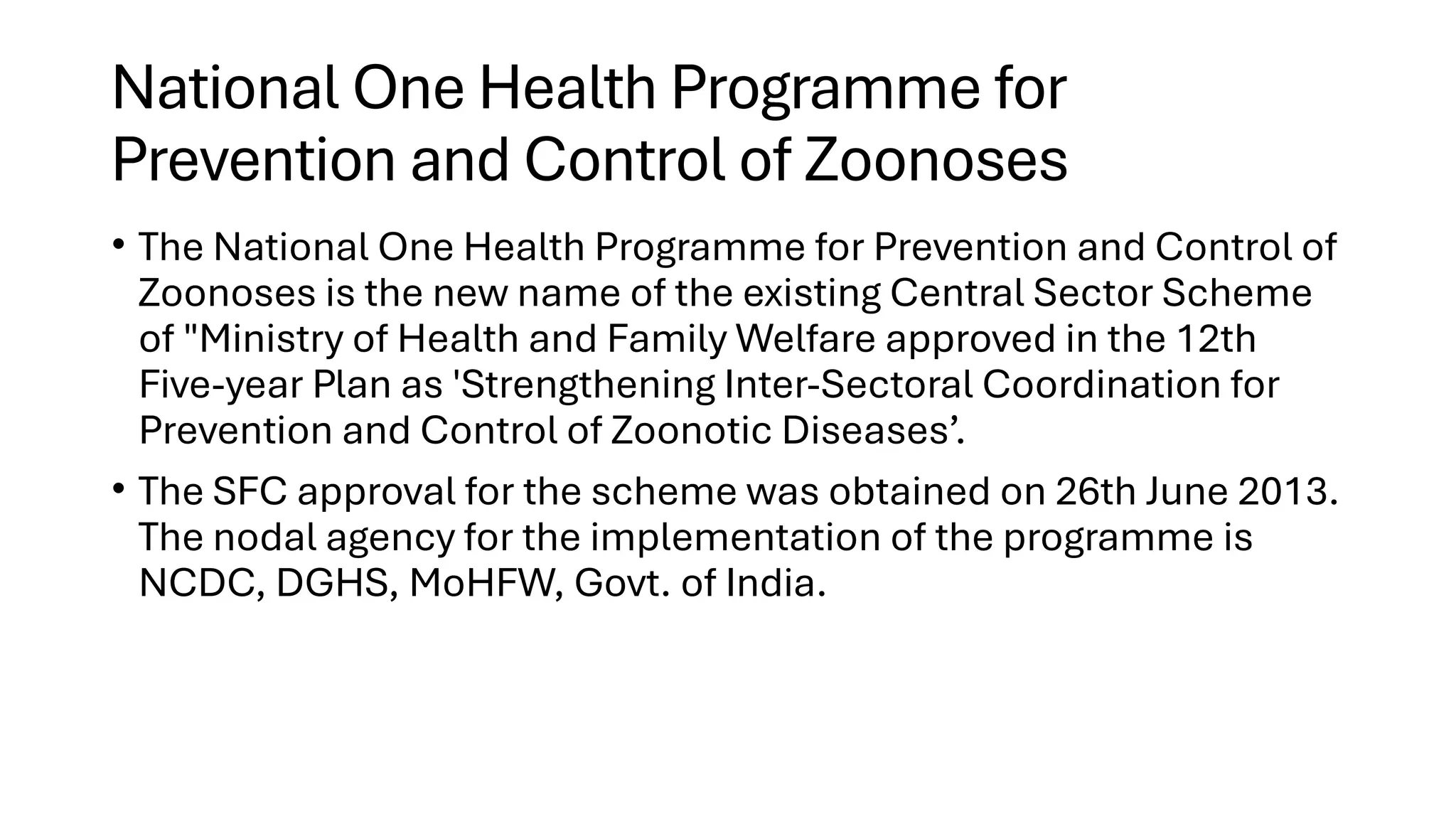 One health Programme for Prevention and Control of Zooness | PPTX