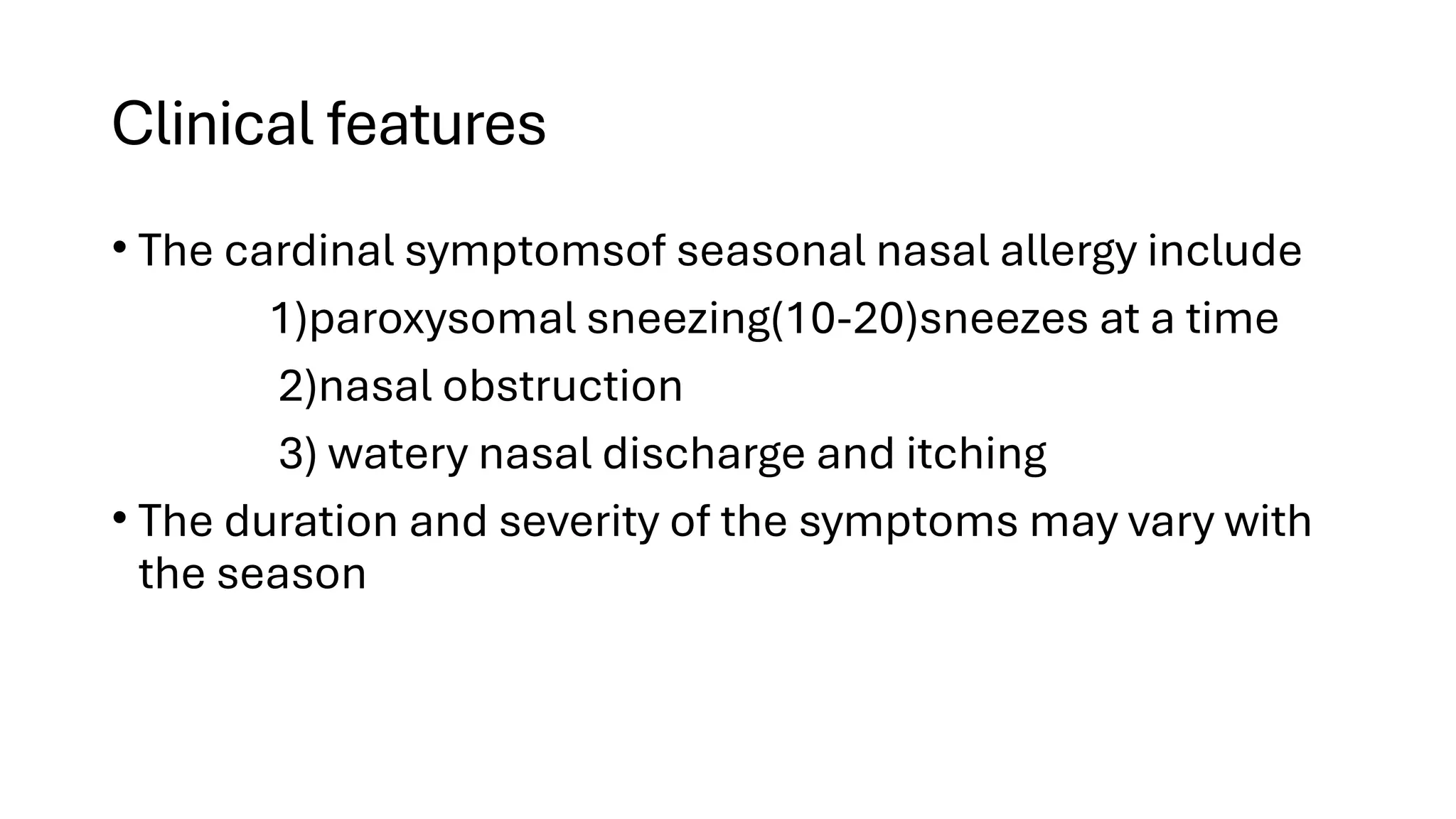 Allergic Rhinitis Etiology Clinical features and Management | PPTX ...