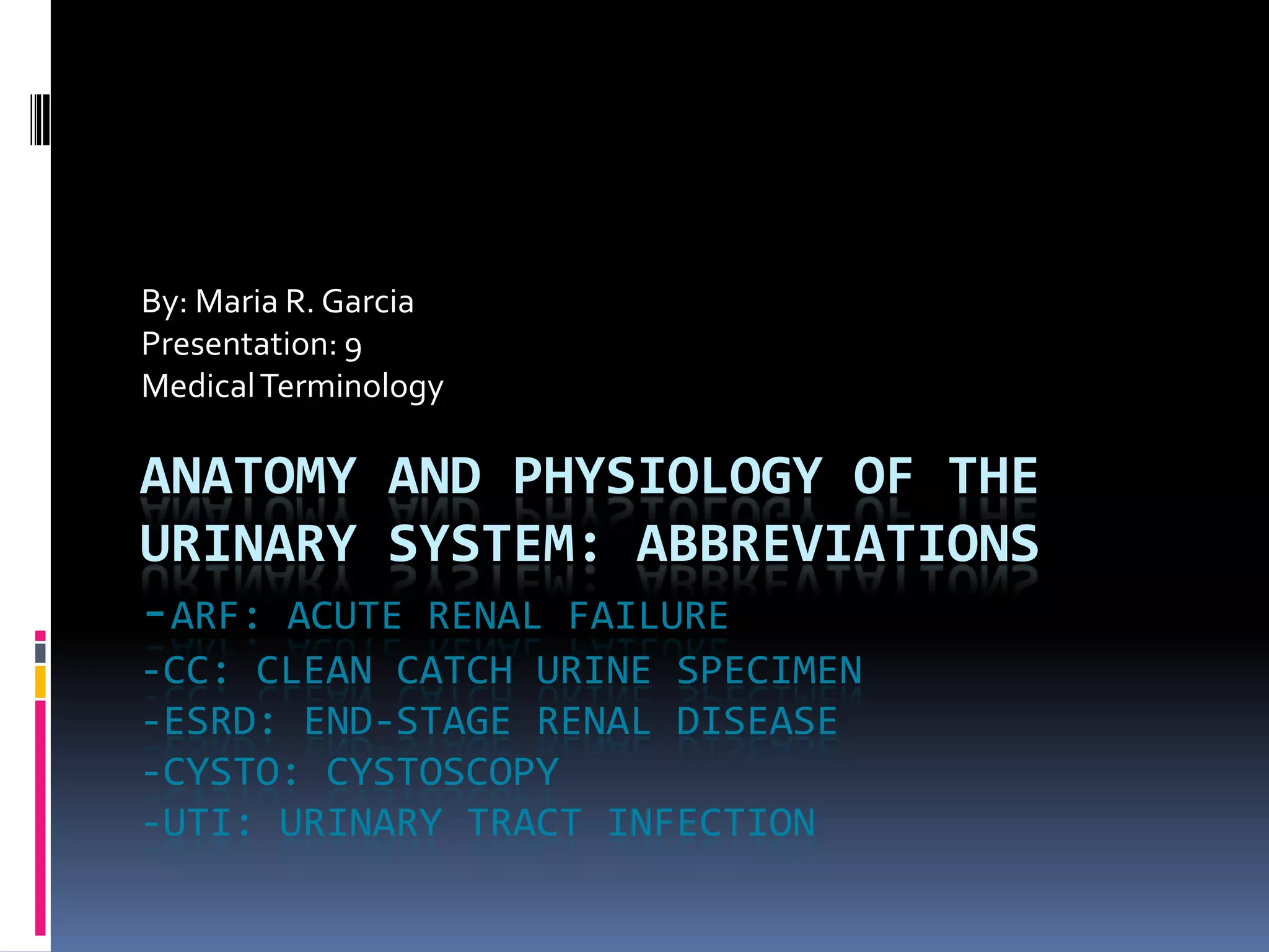 Presentation 9 anatomy and physiology of the urinary system abbreviations | PPTX