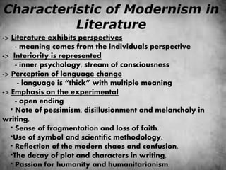 General Characteristics of Modern Literature | PPTX
