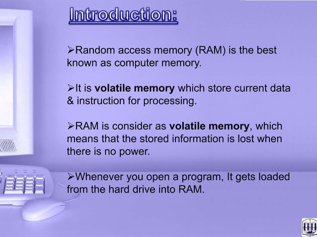 Presentation about Computer RAM | PPT
