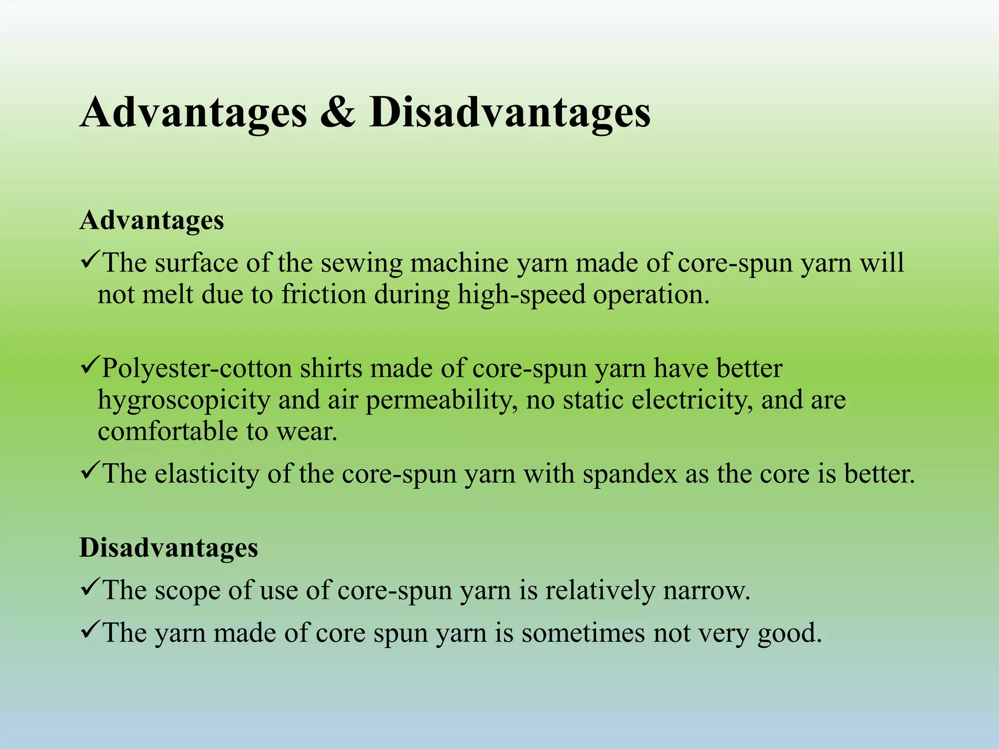 Presentation about Core Spun Yarn.pptx | Needlework | Arts and Crafts