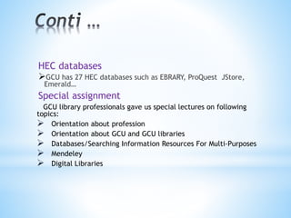 Presentation about gcu and gcu library | PPTX