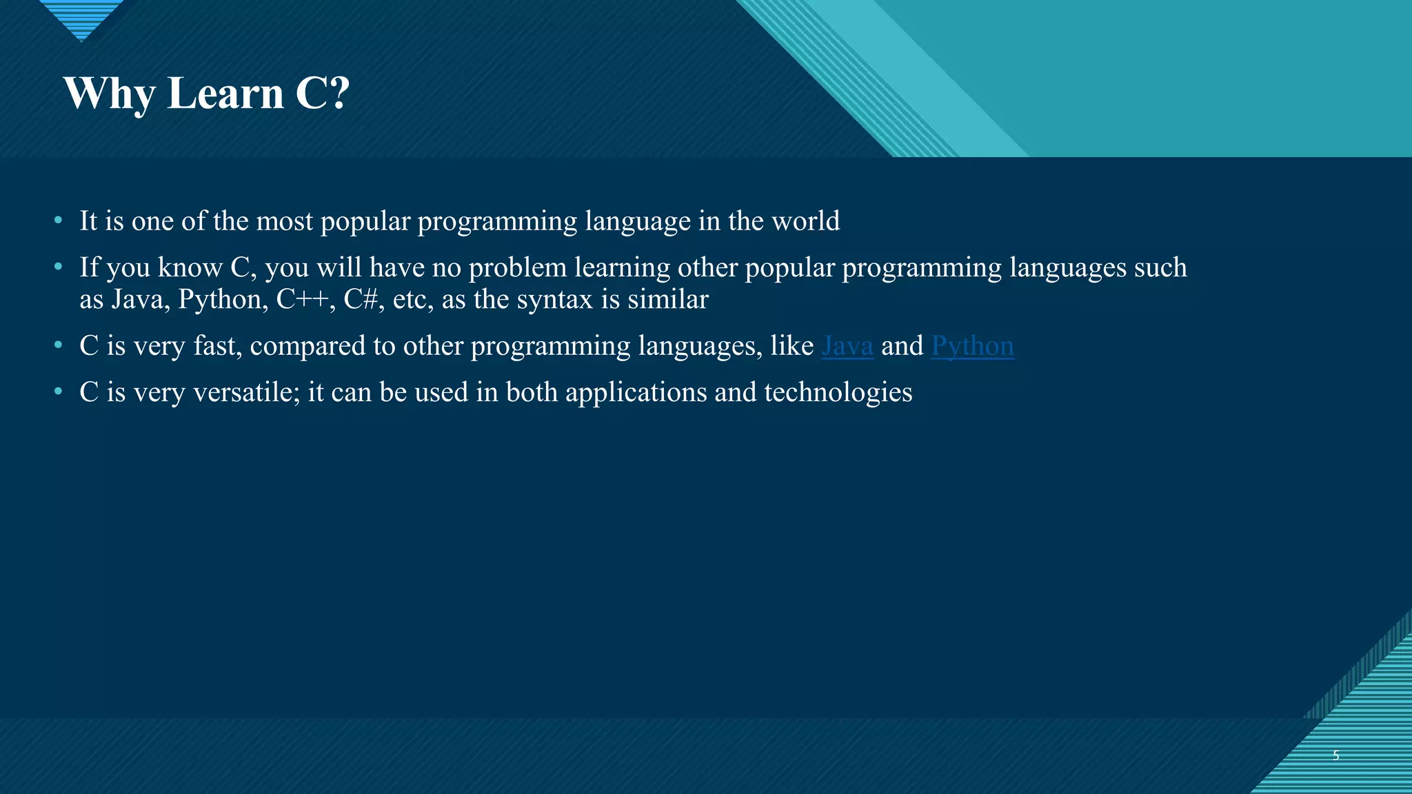 Presentation About Introduction Of C Language Pptx