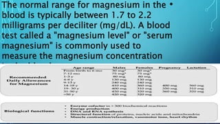 @Presentation about Magnesium.pptx | Diabetes | Diseases and Conditions