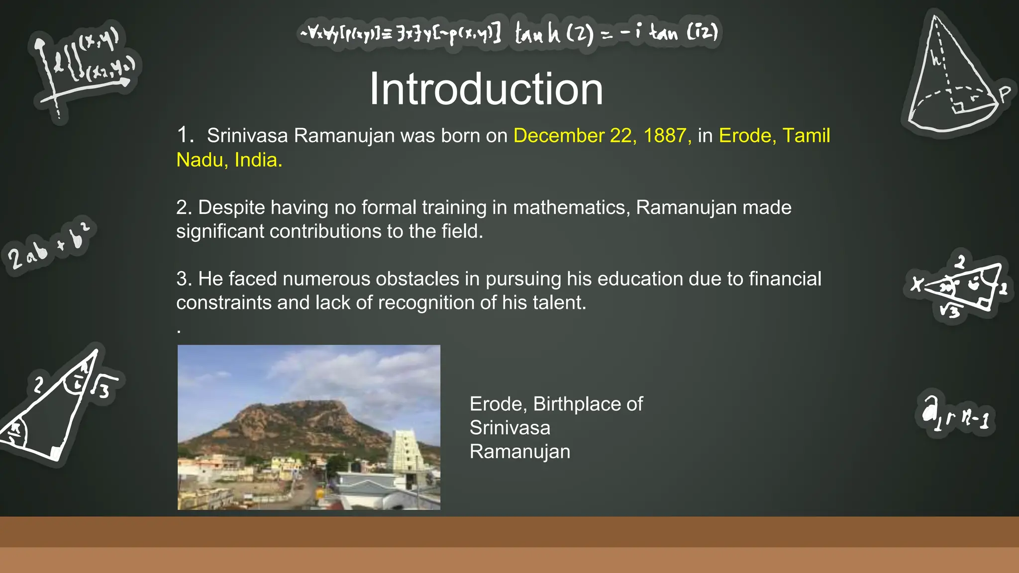 Presentation about the mathematician Srinivasa Ramanujan | PPTX