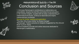 Presentation about the mathematician Srinivasa Ramanujan | PPTX
