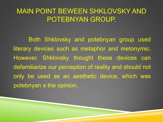 Presentation about viktor shklovsky | PPTX | Poetry | Books and Literature